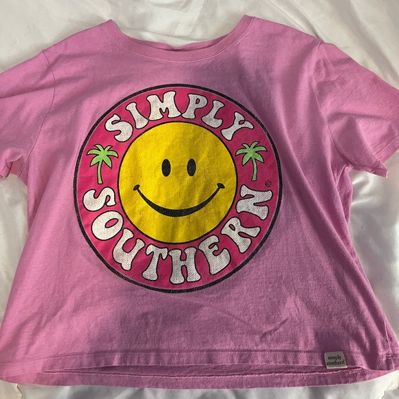 Tops | Pink Simply Southern Smiley Tee | Poshmark